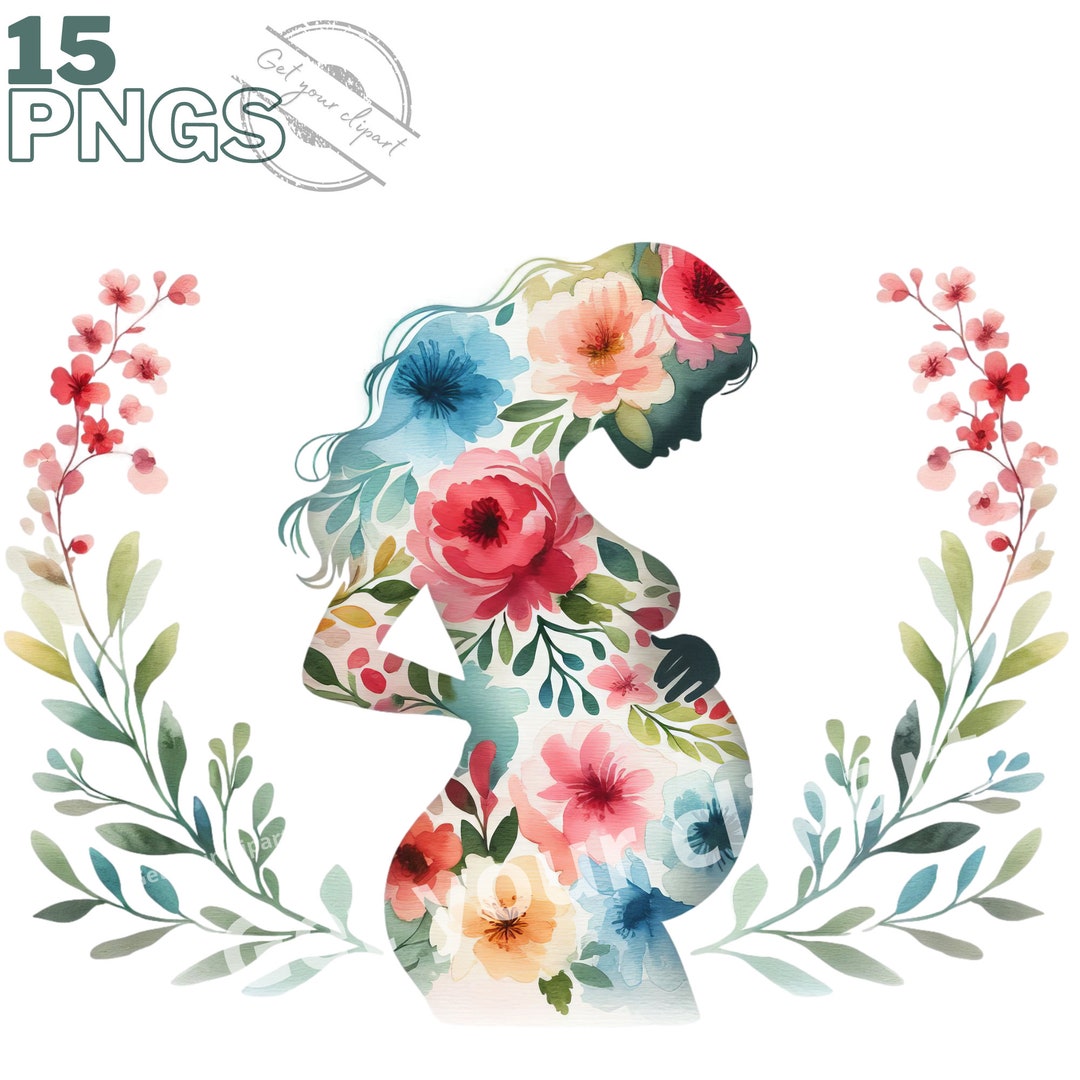 Pregnant Woman Clipart Bundle, Pregnancy PNG Graphics, Pregnancy ...