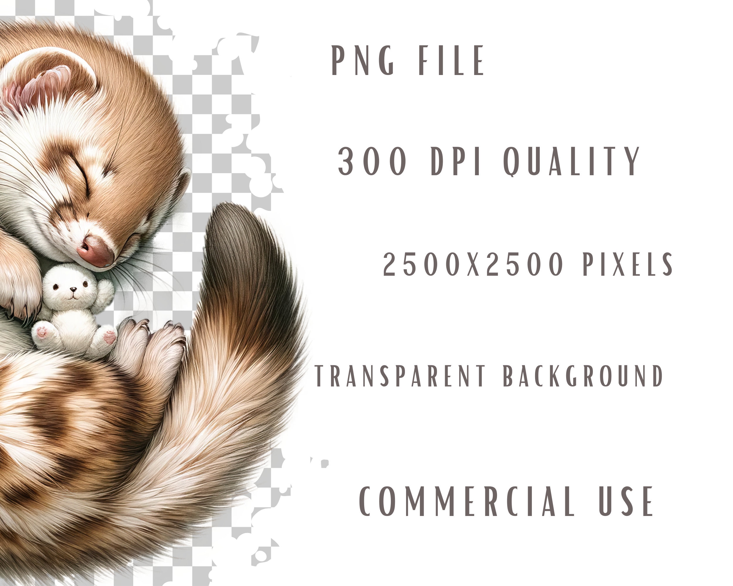 Sleepy Cute Weasel Clipart Bundle, Weasel Clipart Bundle, Set of 10 ...