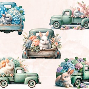 Spring Bunny Clipart Bundle, Spring Clipart, Cute Bunny Graphics ...