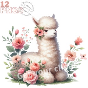 Cute Alpaca Clipart Bundle, Alpaca Png, Watercolor Alpaca Graphics ...