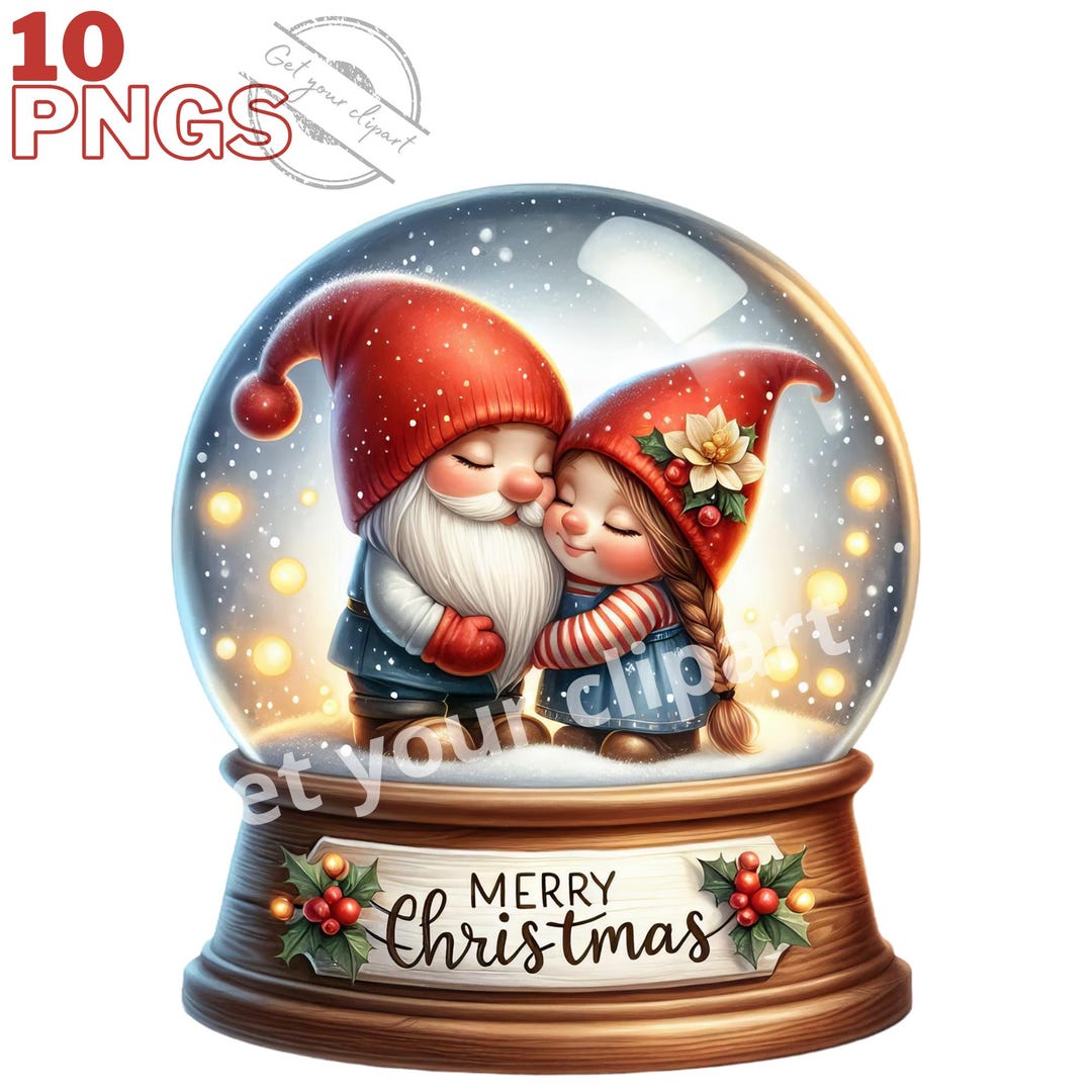 Christmas Snowglobe Clipart Bundle, Christmas Clipart, Winter Gnome Png ...