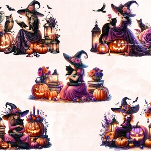 Halloween Witch Clipart Bundle, Halloween Png Bundle, Fantasy Clipart ...