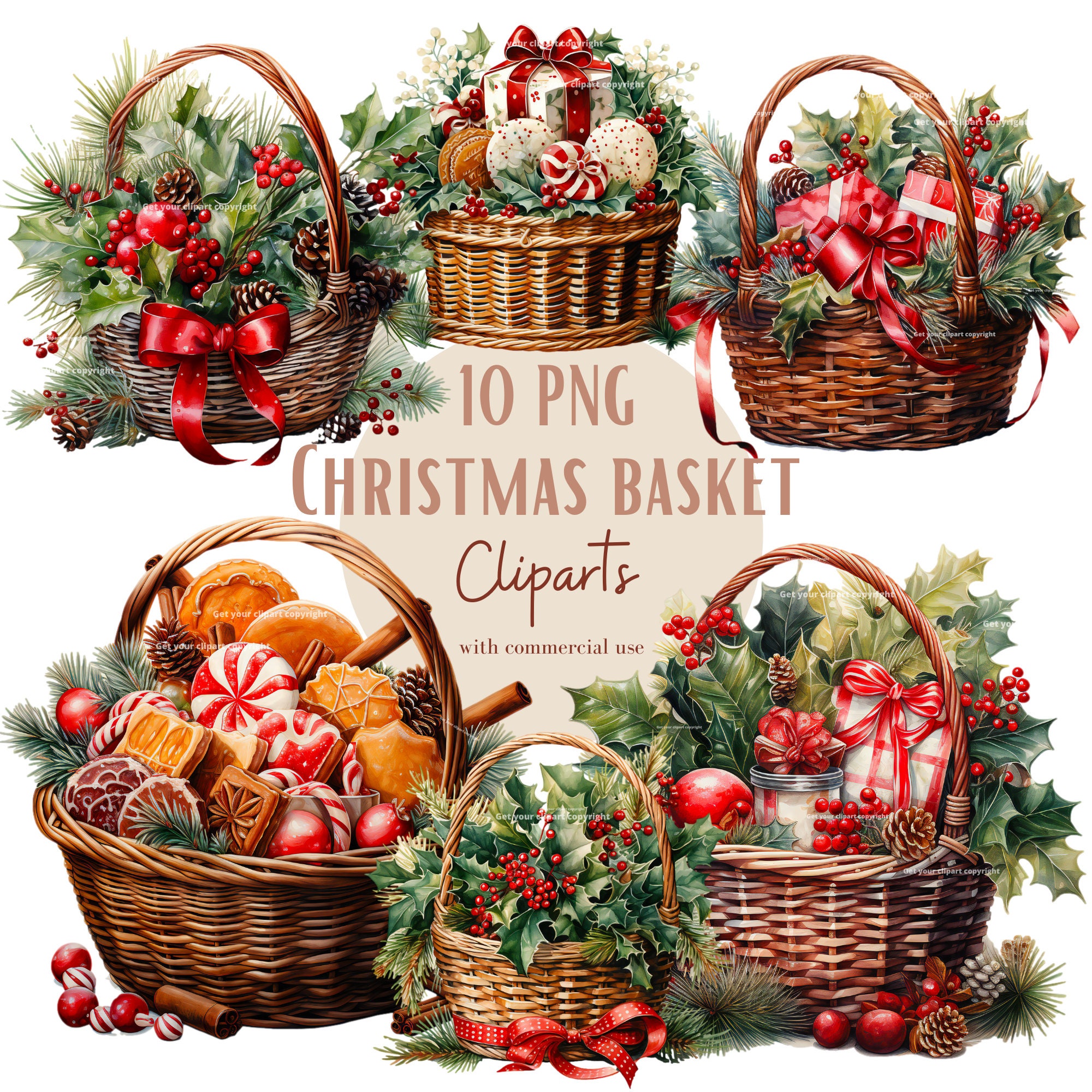 Christmas Gift Basket Clipart