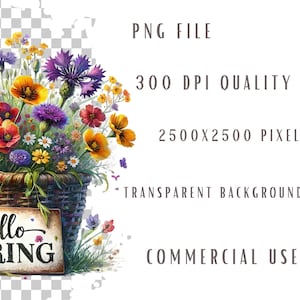 Spring Flowers Clipart Bundle, Watercolor Flowers Clipart, Spring Png ...
