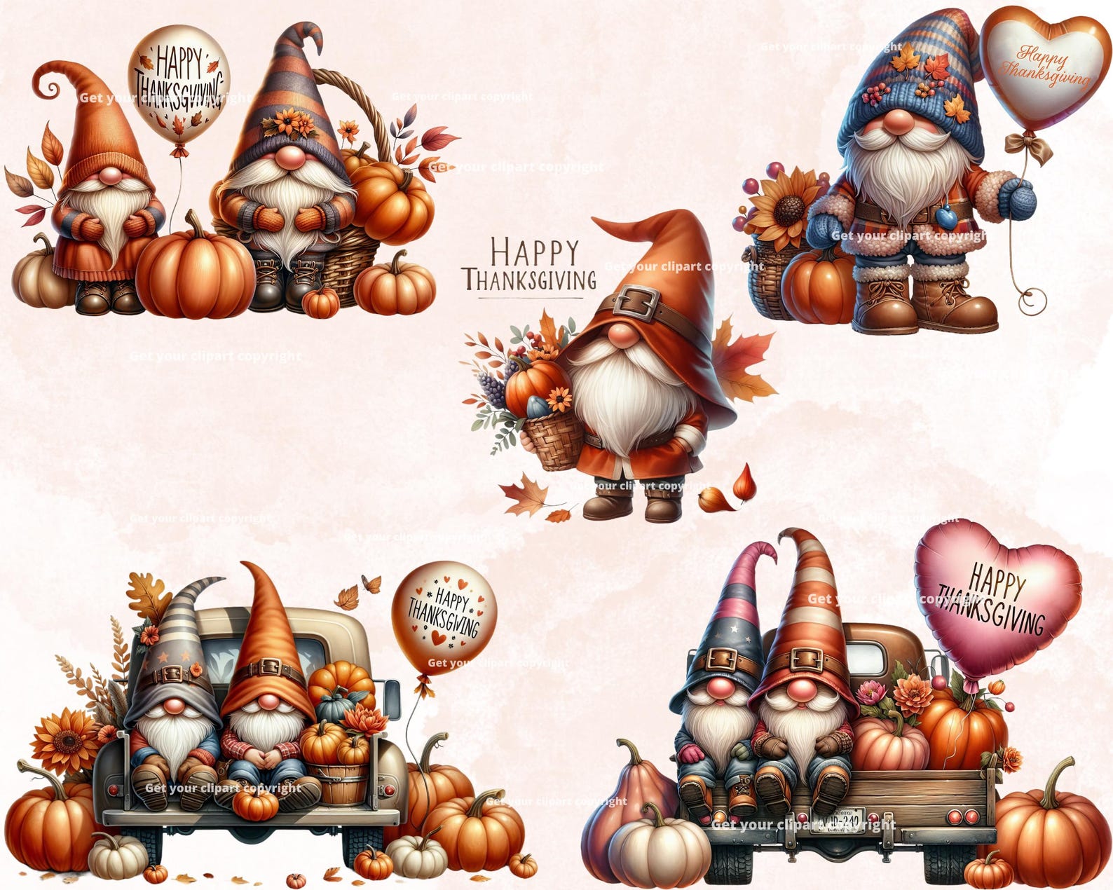 Thanksgiving Gnome Clipart Bundle, Thanksgiving Clipart, Autumn Gnome ...