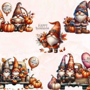 Thanksgiving Gnome Clipart Bundle, Thanksgiving Clipart, Autumn Gnome ...