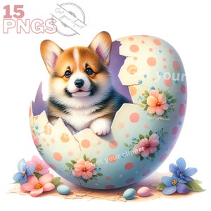Easter Corgi Png Graphics, Easter Printable, Watercolor Dog Clipart ...
