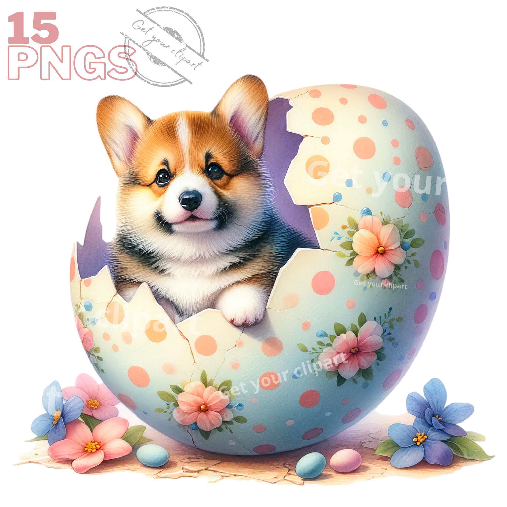 Easter Corgi Png Graphics, Easter Printable, Watercolor Dog Clipart ...