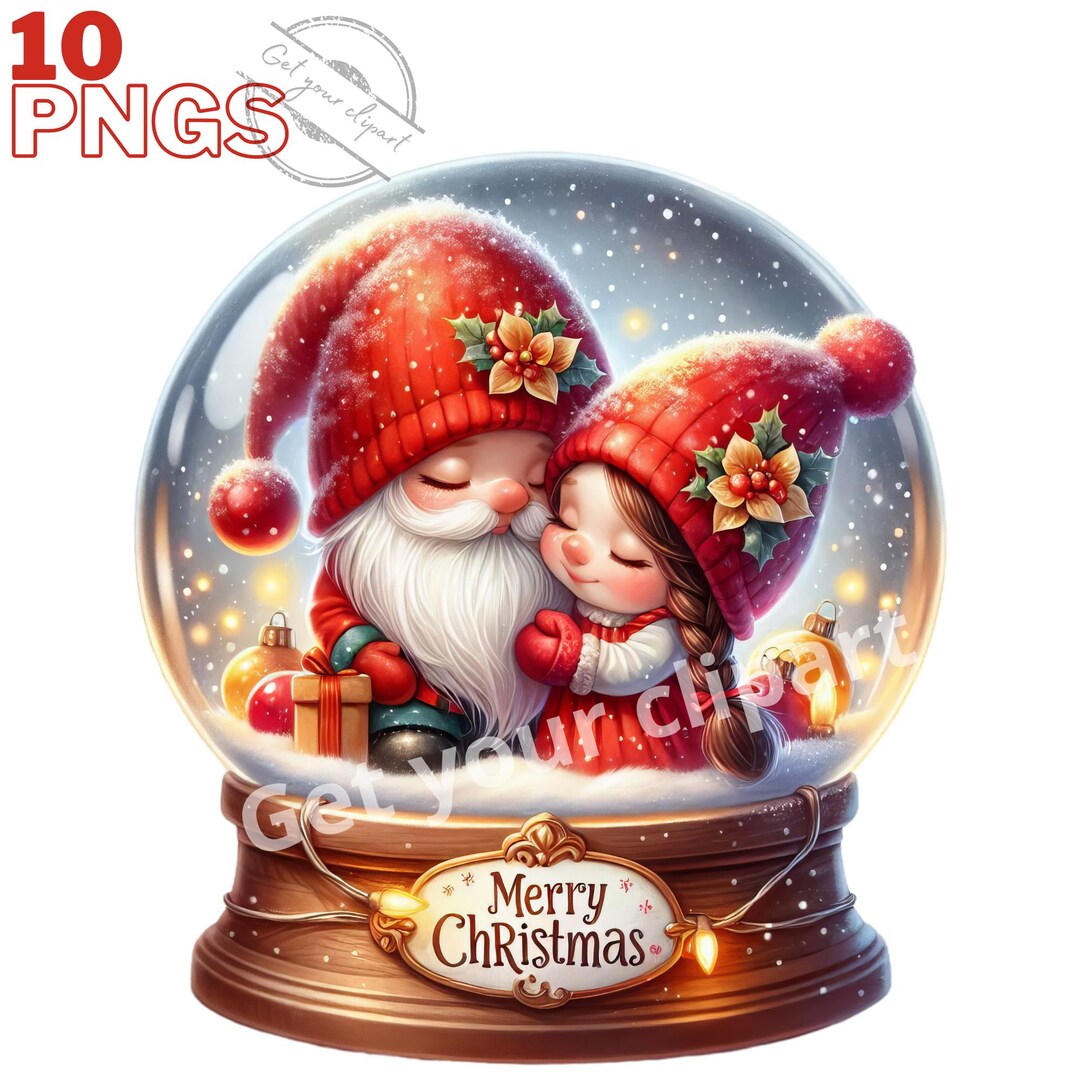 Christmas Snowglobe Clipart Bundle, Christmas Clipart, Winter Gnome Png ...