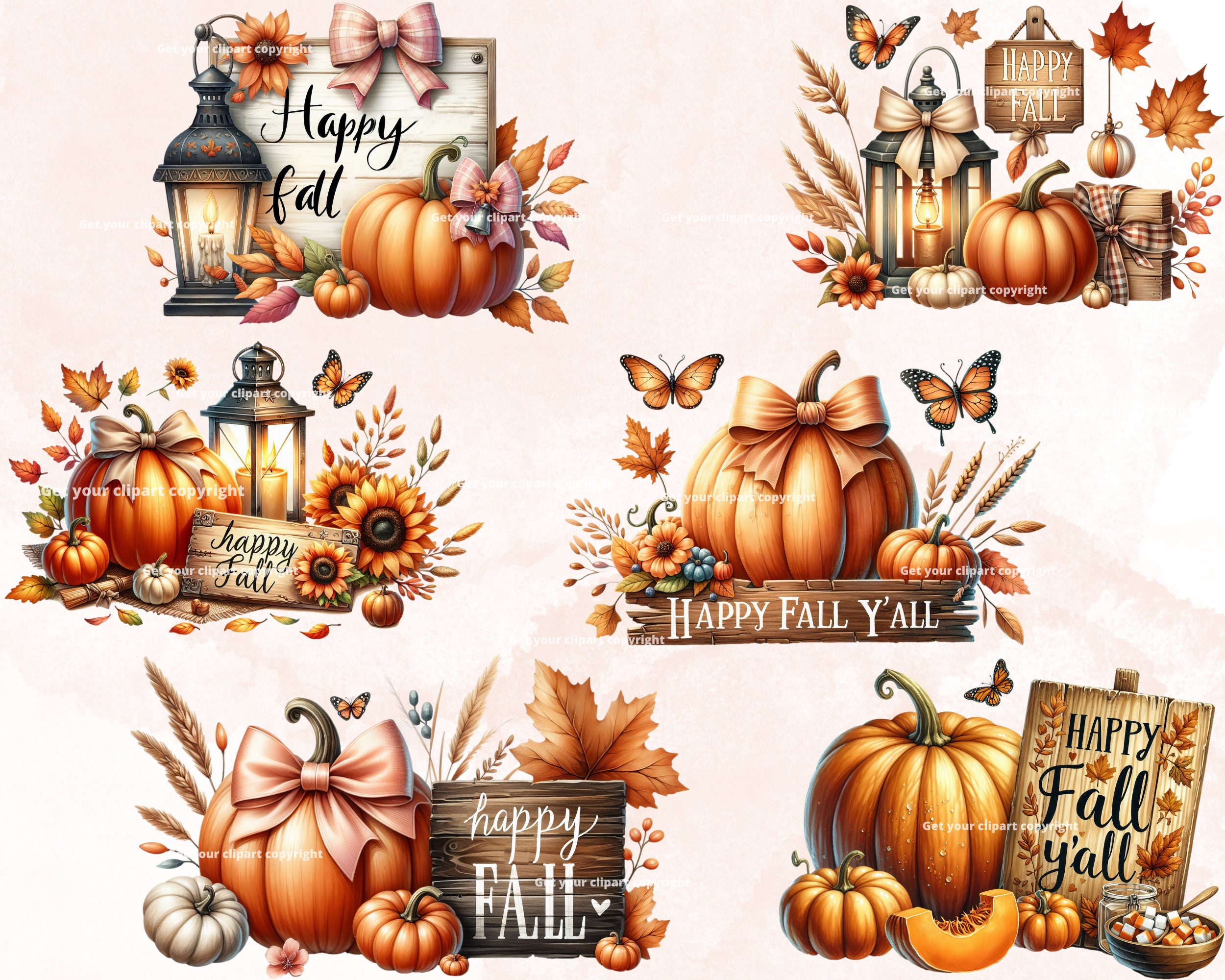 Happy Fall Y'all Clipart Bundle, Hello Fall Png, Happy Fall Clipart ...