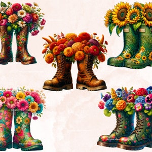 Garden Boots Clipart Bundle, Hello Spring Png Designs, Garden Clipart ...