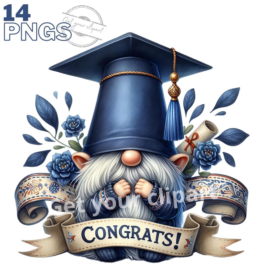 Graduation Gnome Clipart Bundle, Last Day of School Png, Graduation Png ...