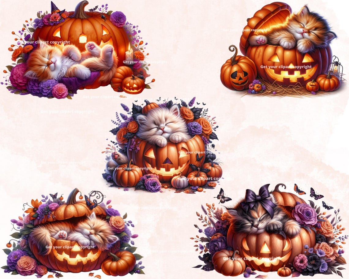 Halloween Cat Clipart Bundle, Halloween Clipart, Halloween Png Graphics ...