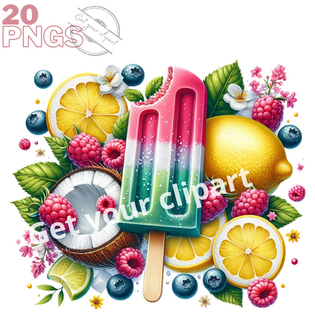 Summer Popsicle Clipart Bundle, Ice Cream Clipart , Ice Cream Pngs ...