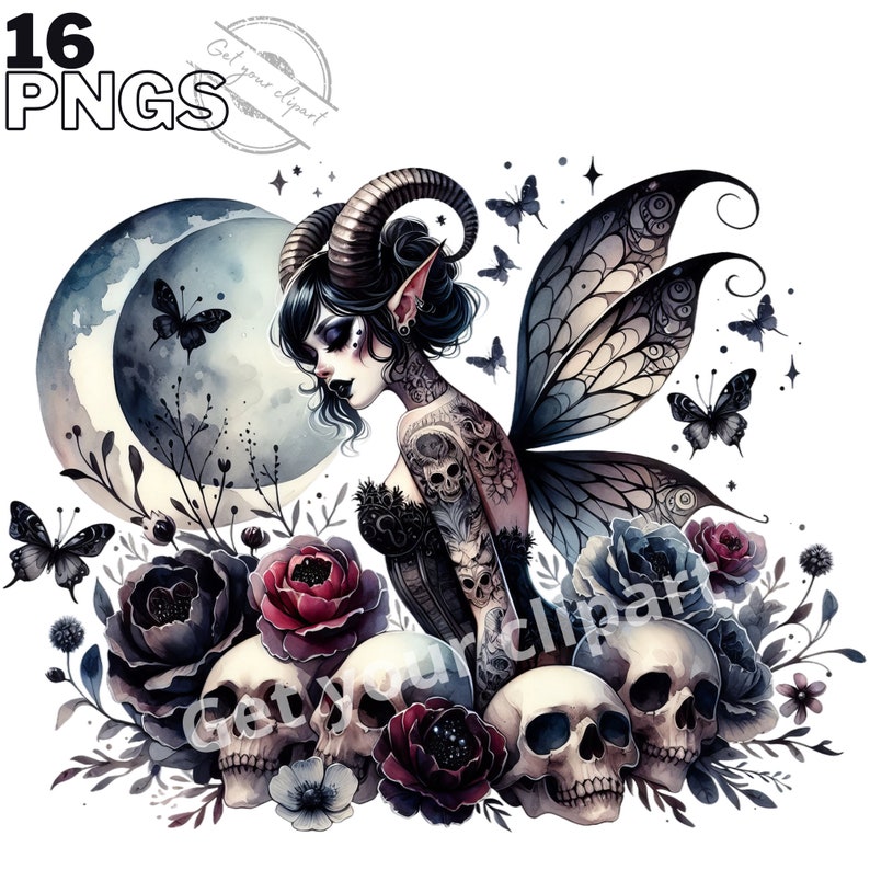 Dark Fairy Clipart Bundle, Fantasy Graphics, Fairy Graphics, Gothic Png ...