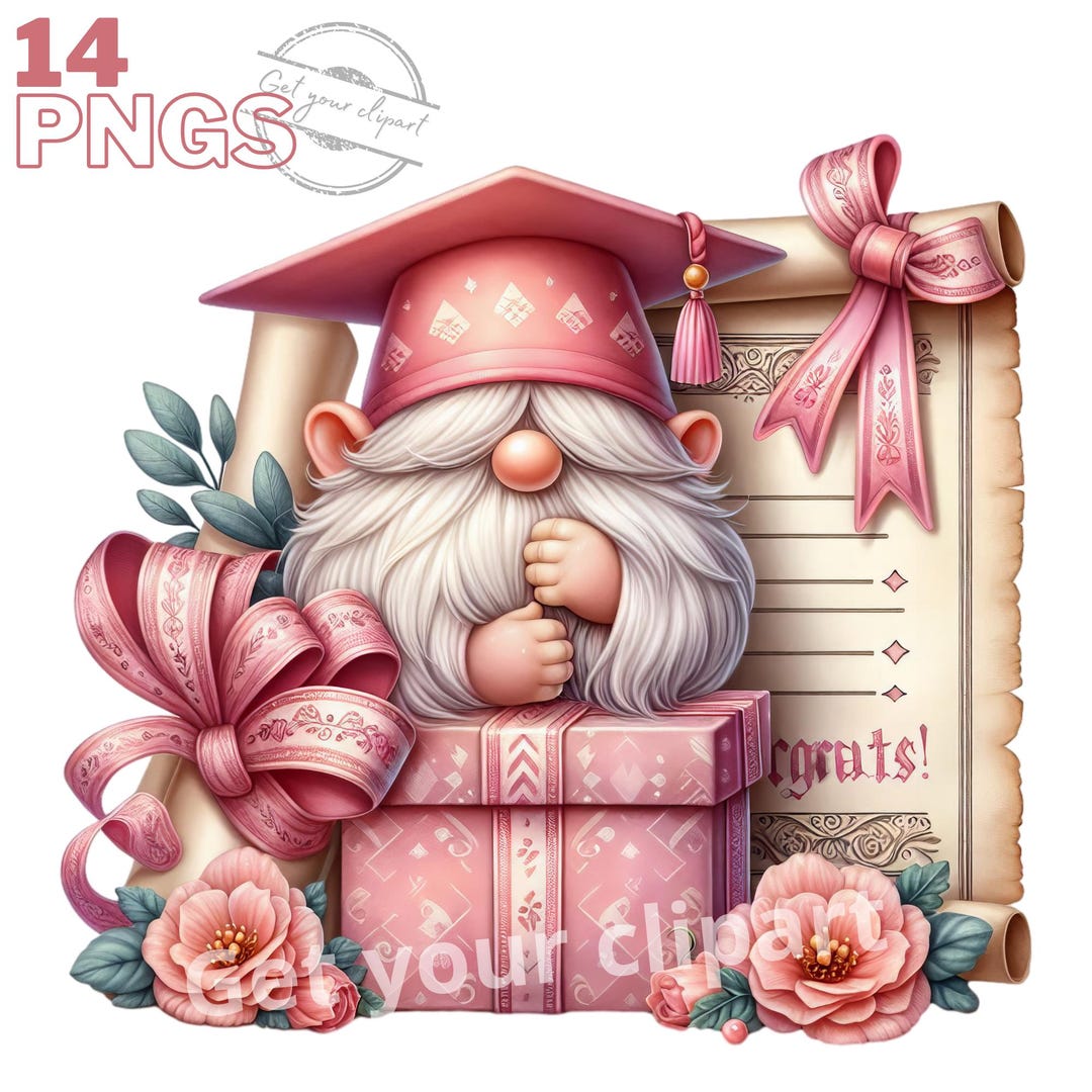 Graduation Gnome Clipart Bundle, Last Day of School Png, Graduation Png ...