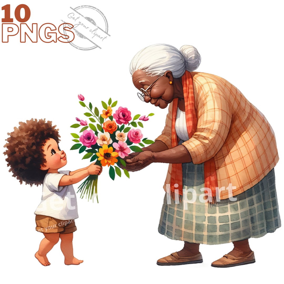 Cute Grandma Clipart Bundle, Grandmother PNG Graphics, Grandmother ...