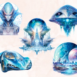 Alien Clipart Bundle, Space Clipart Bundle, Outer Space Png Graphics ...