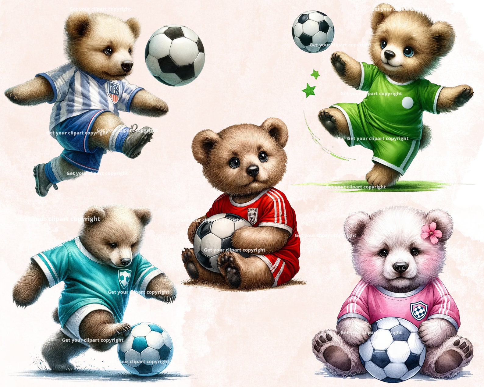 Soccer Teddy Bear Clipart, Nursery Graphics, Soccer Clipart, Teddy Bear ...