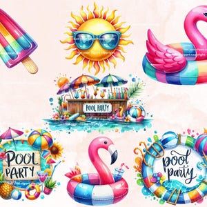 Pool Party Clipart Bundle, Summer Clipart, Pool Party Graphics, Hello ...