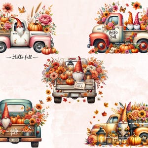 Fall Truck and Gnomes Png Graphics, Happy Fall Png, Farm Truck Png ...