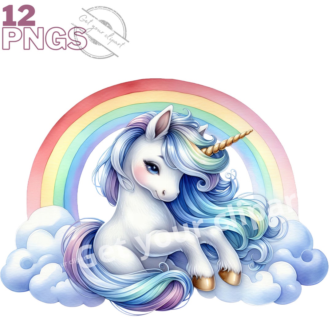 Baby Unicorn Clipart Bundle, Unicorn Png Graphics, Cute Unicorn Png ...
