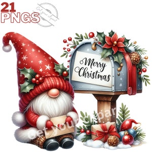 Christmas Mailbox and Gnome Clipart Bundle, Christmas Png, Christmas ...