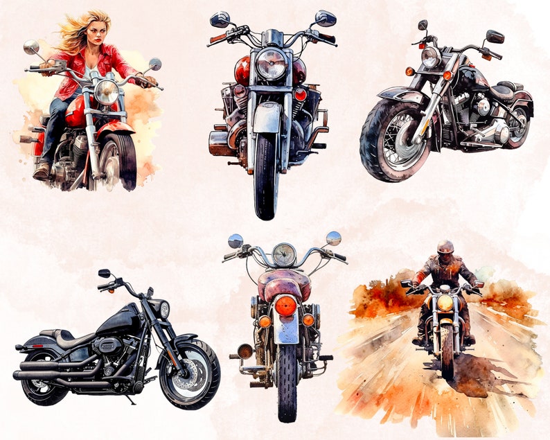 Watercolor Motorbike Clipart Motorcycle Art Clipart - Etsy