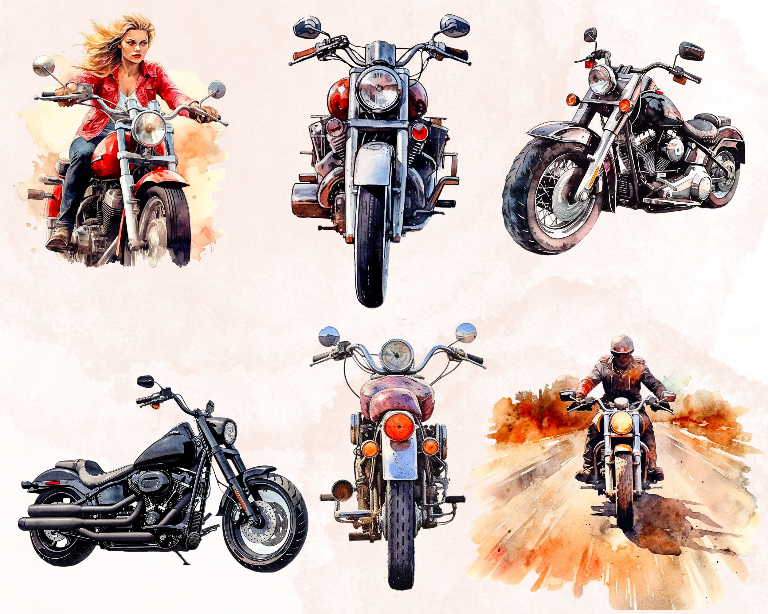 Watercolor Motorbike Clipart Motorcycle Art Clipart - Etsy
