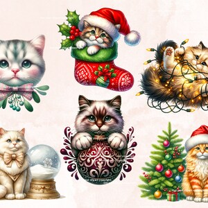 Cat Clipart Bundle, Christmas Cat Png, Christmas Png Bundle, Set of 12 ...