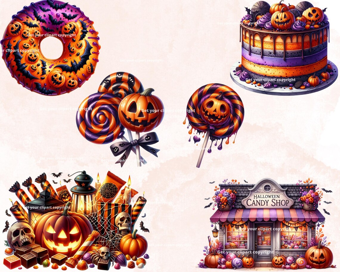 Halloween Treats Clipart Bundle, Halloween Candies Png, Halloween ...