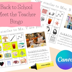 Meet the Teacher Bingo Canva Template - Etsy Australia