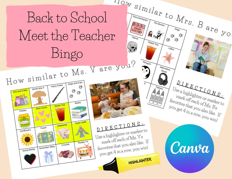 Meet the Teacher Bingo Canva Template - Etsy