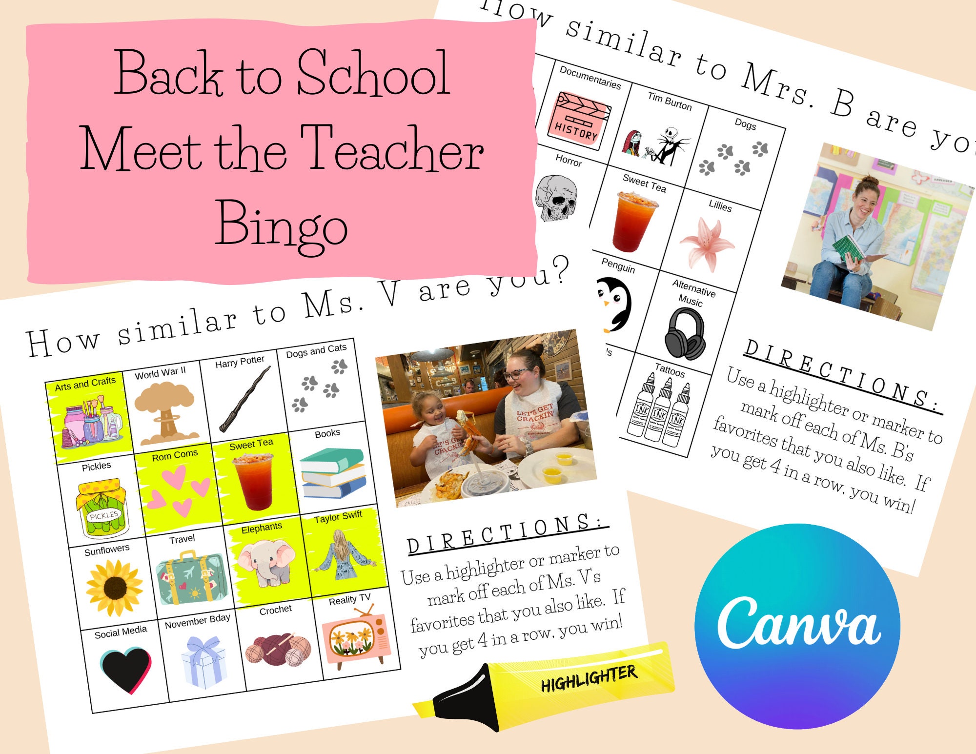 Meet the Teacher Bingo Canva Template - Etsy