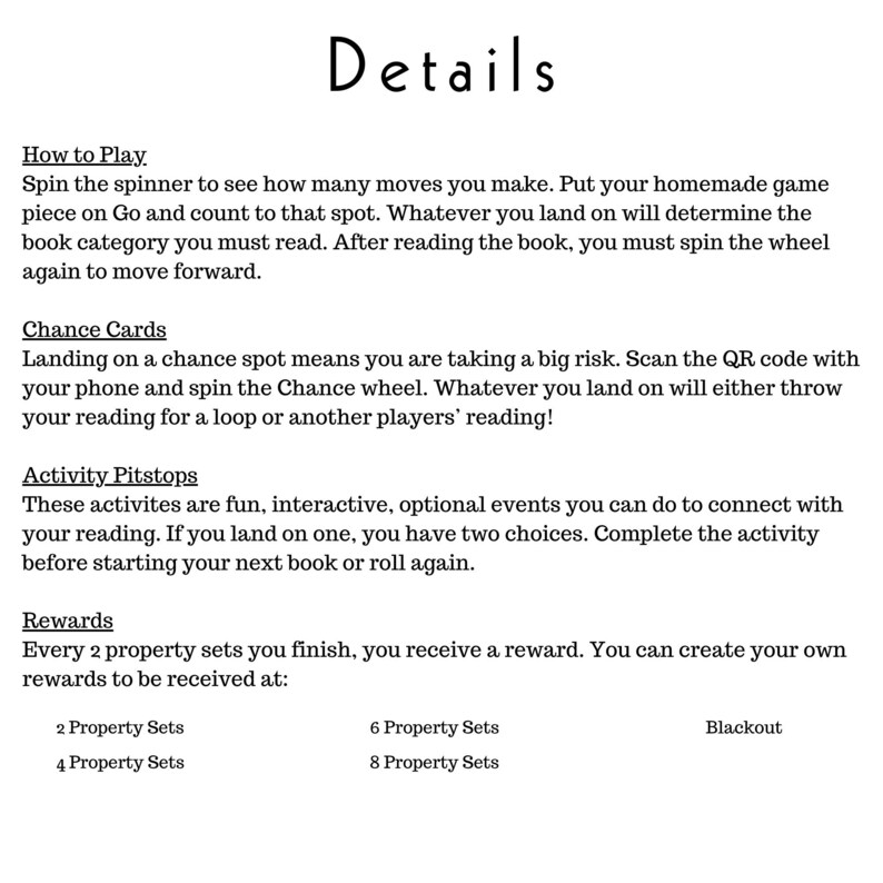 Bookopoly Reading Challenge - Etsy