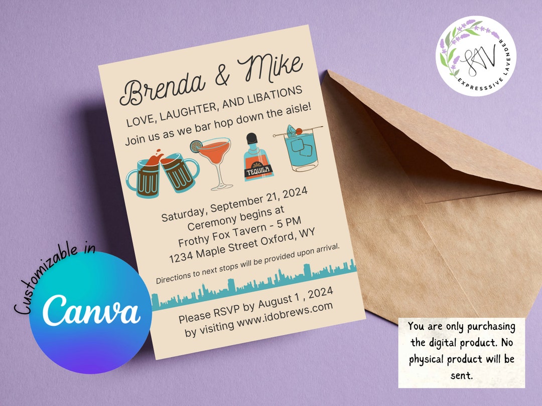 Pub Crawl Wedding Printables - Etsy