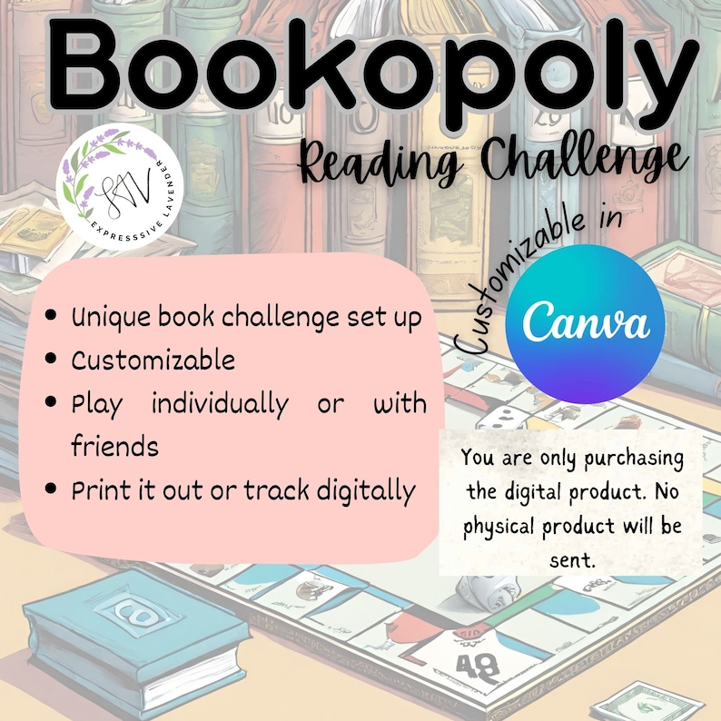 Bookopoly Reading Challenge - Etsy