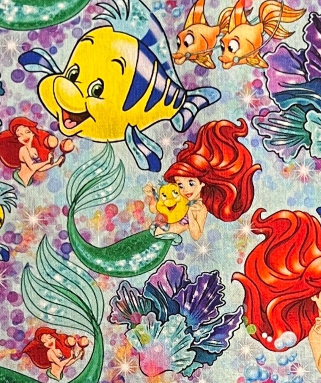Disney's the Little Mermaid Print 100% Cotton Fabric - Etsy