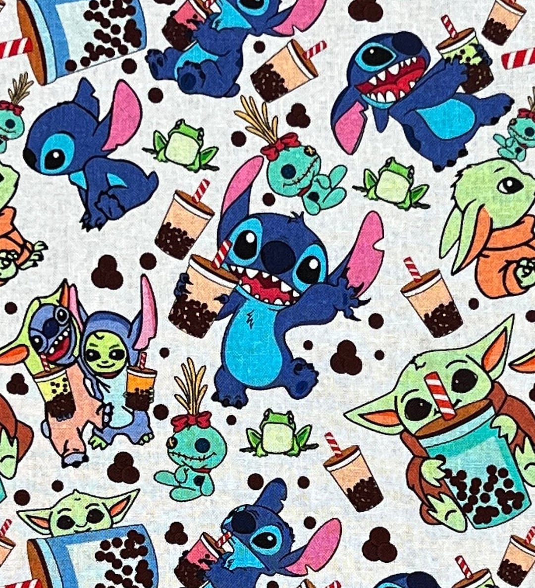 Lilo and Stitch - Stitch and Yoda With Boba Print 100% Cotton Fabric - Etsy
