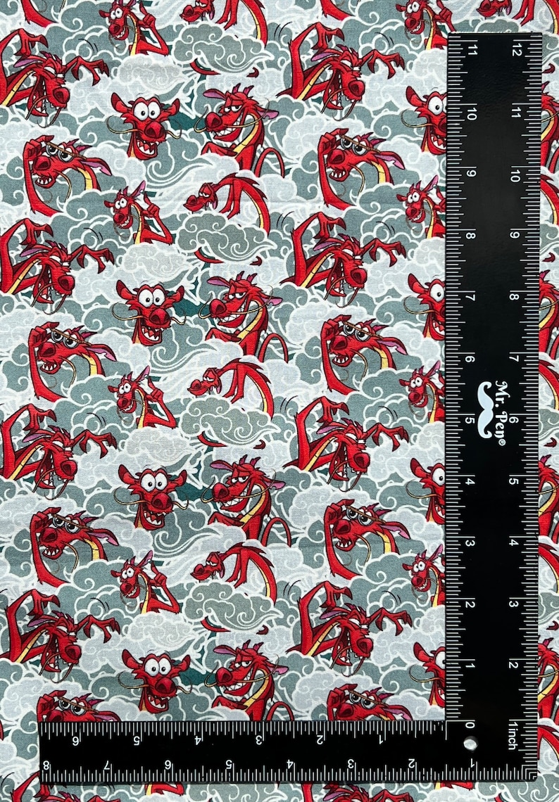 18" X 10" Remnant Mulan Red Dragon Sidekick Print 100% Cotton Fabric - Etsy