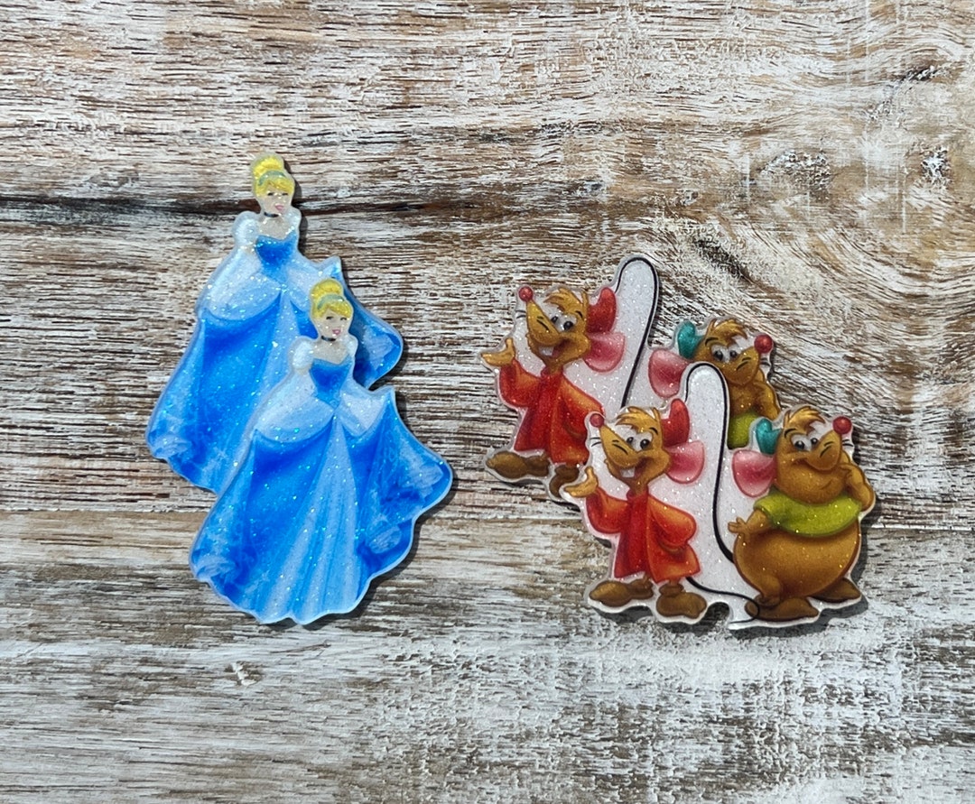 Disney's Cinderella Flat Back Resin | Jaq, Gus | GLITTER | Hair Bow ...