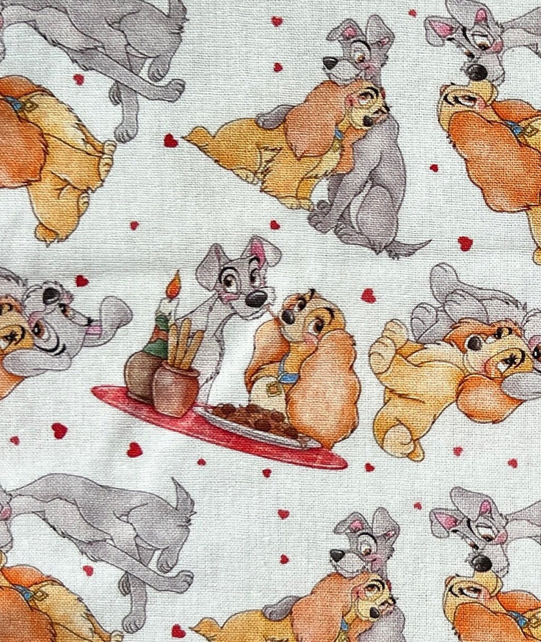 18" X 10" Remnant Disney Lady and the Tramp Print 100% Cotton Fabric - Etsy