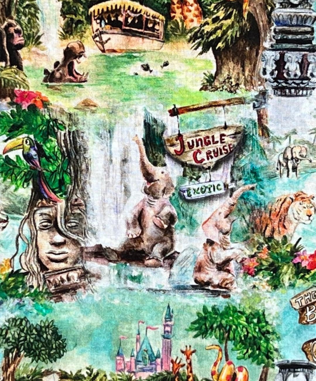 18" X 10" Remnant Jungle Cruise Back Side of Water Print 100% Cotton ...