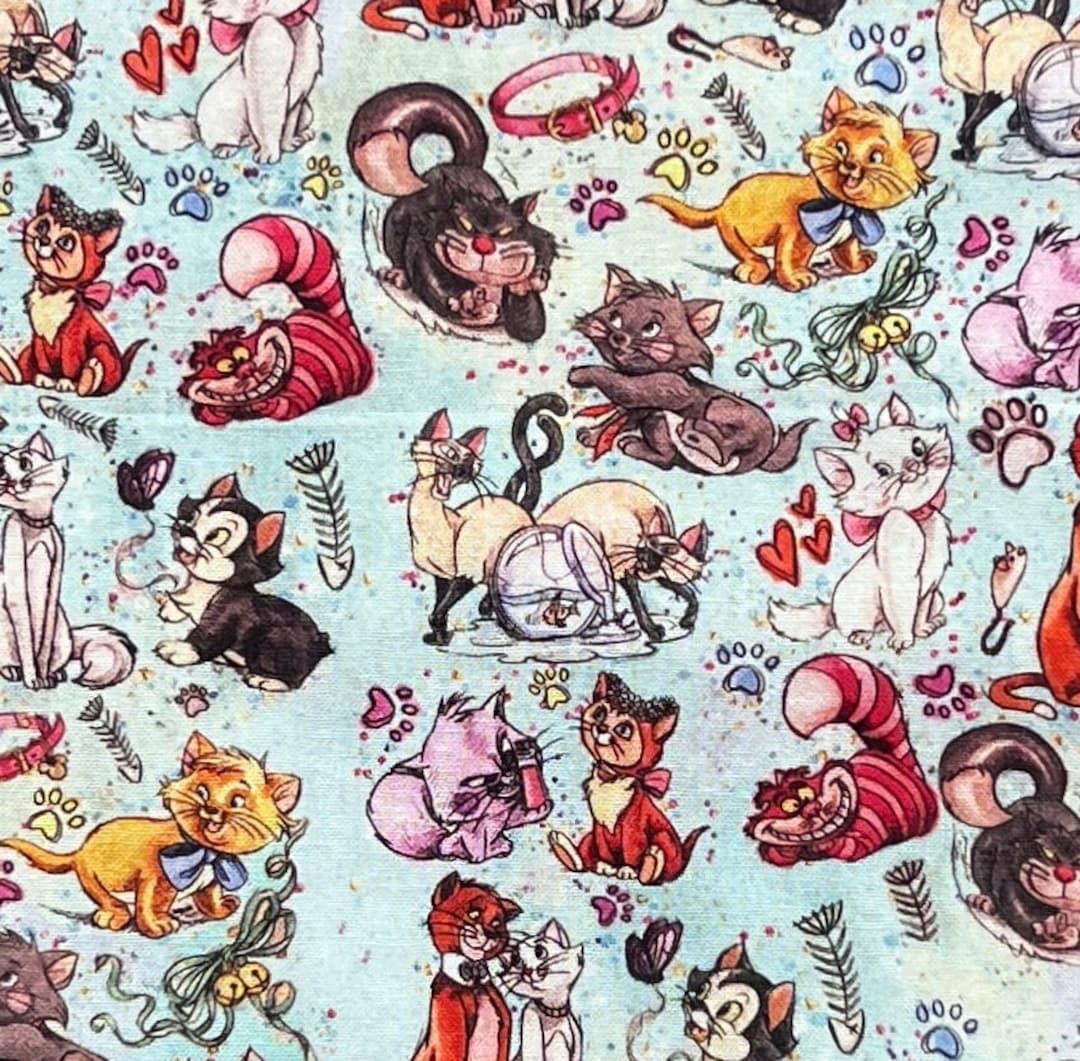 Sidekick Cat Print 100% Cotton Fabric Fat Quarter Tumbler - Etsy