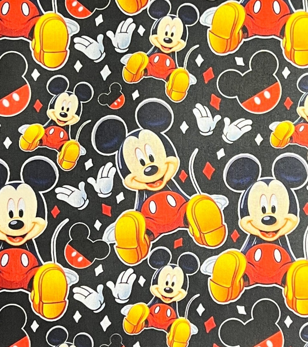 Classic Mickey Mouse Print 100% Cotton Fabric - Etsy