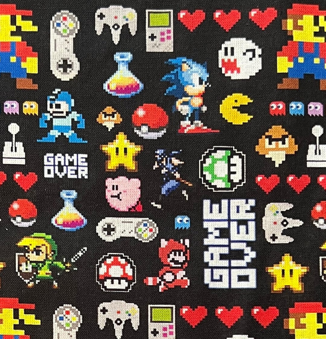 Game Over Print 100% Cotton Fabric - Etsy