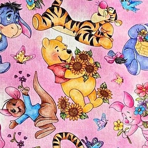 Winnie the Pooh, Tigger, Piglet, Eeyore, Roo Print 100% Cotton Fabric ...
