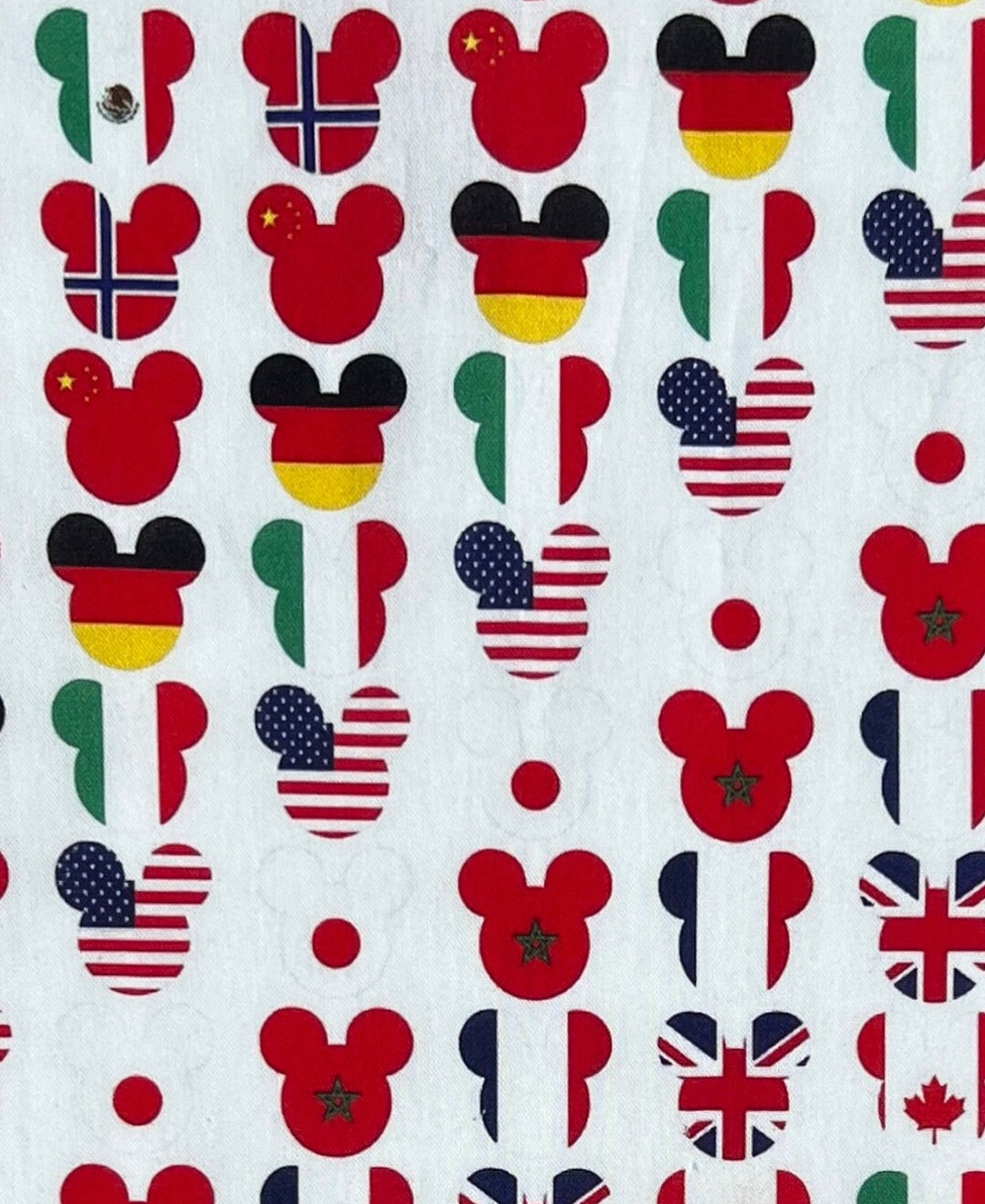 Epcot Around the World Mouse Head Flags Print 100% Cotton Fabric - Etsy