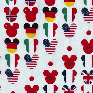 Epcot Around the World Mouse Head Flags Print 100% Cotton Fabric - Etsy