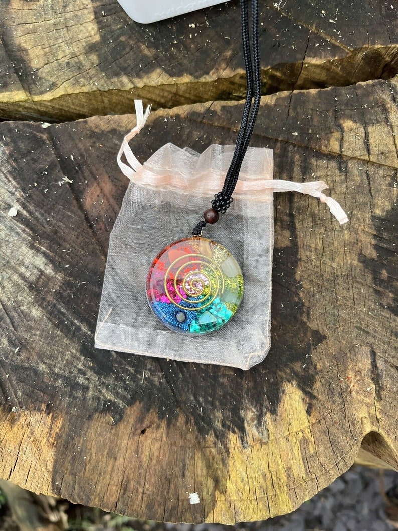Mental Health Awareness 7 Chakra Crystal Resin Necklace Reiki Healing ...